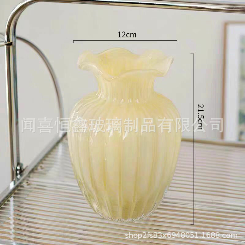 Винтажная стеклянная ваза Fenton цвета молочного нефрита для гостиной, цветочная композиция, нишевый высококачественный гидропонный декоративный вазон для свежих цветов