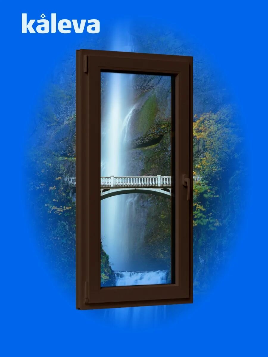 Пластиковое Окно ПВХ Kaleva 98х57 см одностворчатое поворот-откидное левое двухкамерный энергосберегающий стеклопакет