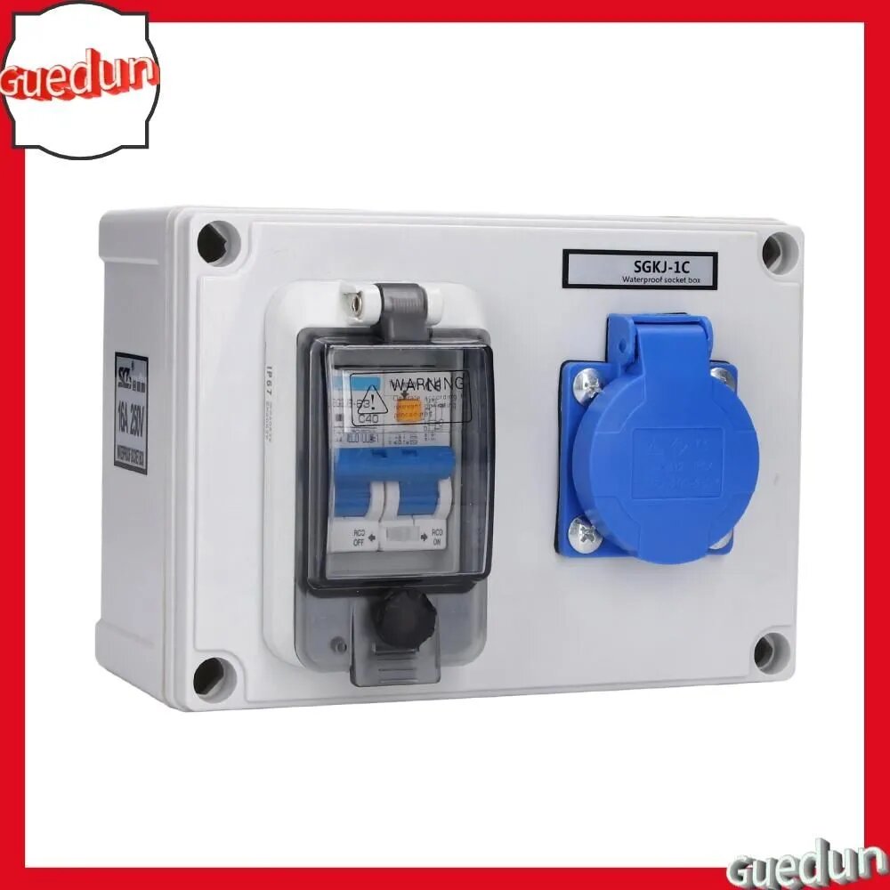 Розетка Guedun SGKJ-1C Waterproof socket box Розетка накладная с выключателем IP65 Белый пластик — фото 1
