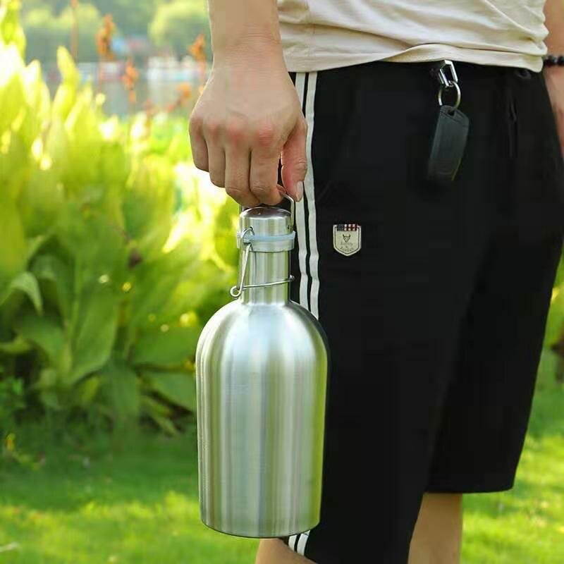 Фляга для вина из нержавеющей стали 304 для домашнего использования, объем 2 цзиня, портативный пивной кег, бутылка для воды для активного отдыха, пустая бутылка для вина.
