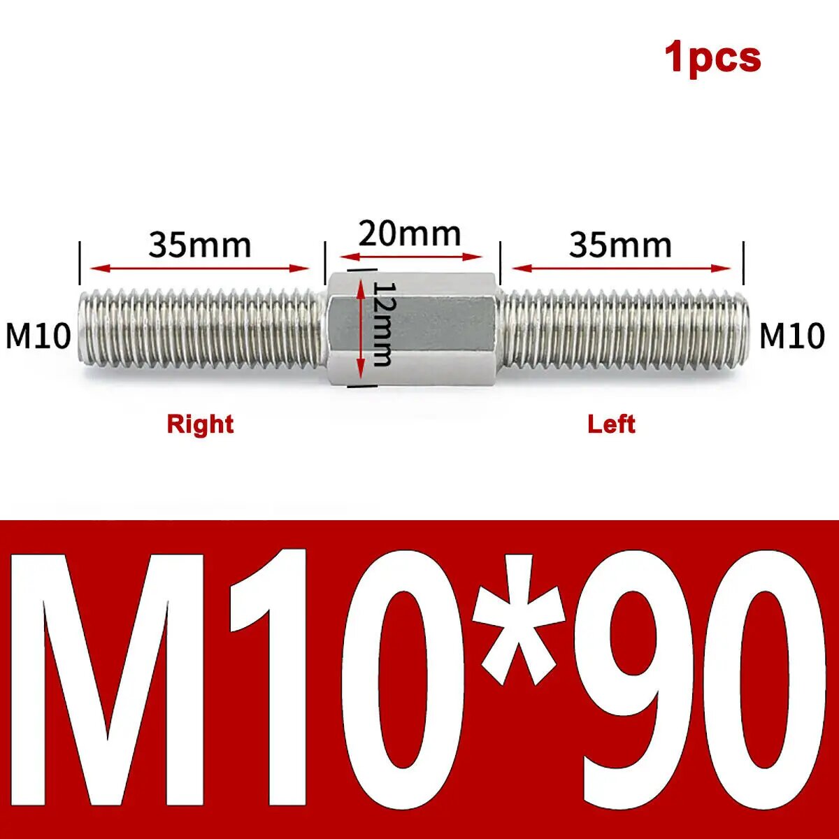 Болты-стержни GooBetter М10 нержавеющая сталь M10x90mm-1pcs