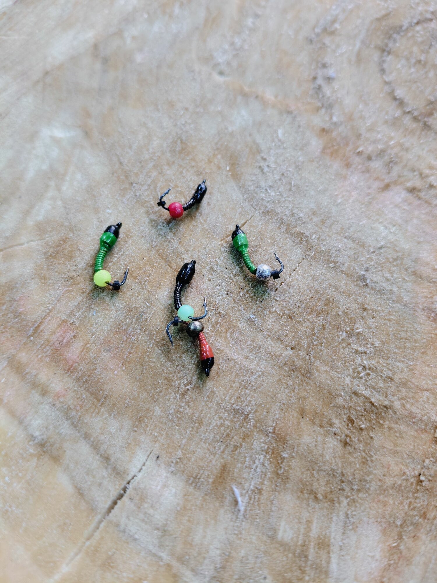 Мормышка рыболовная вольфрамовая 0,35гр Лесотка с шариком набор 5 шт цв. зеленый красный черный