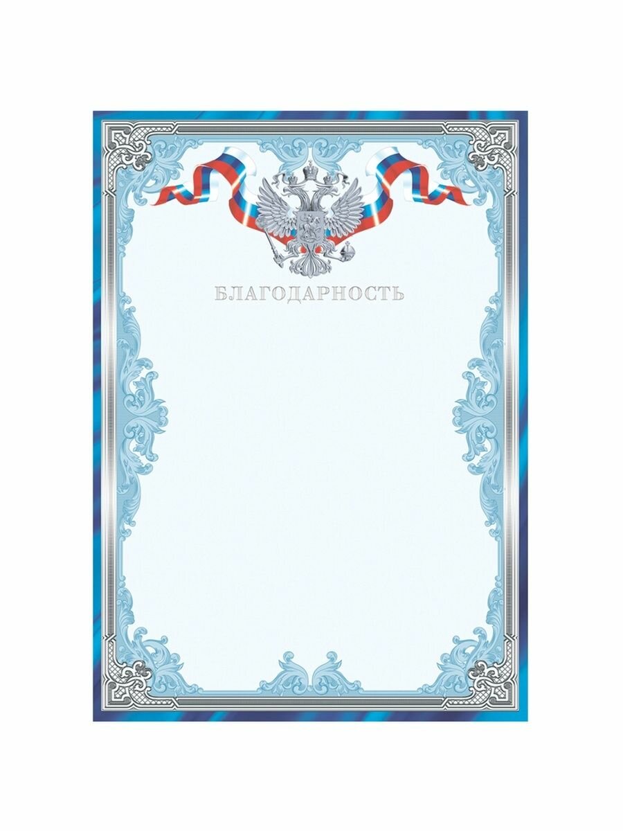 Благодарность А4, мелованный картон, тиснение фольгой, синяя (20 шт), BBLF_10558