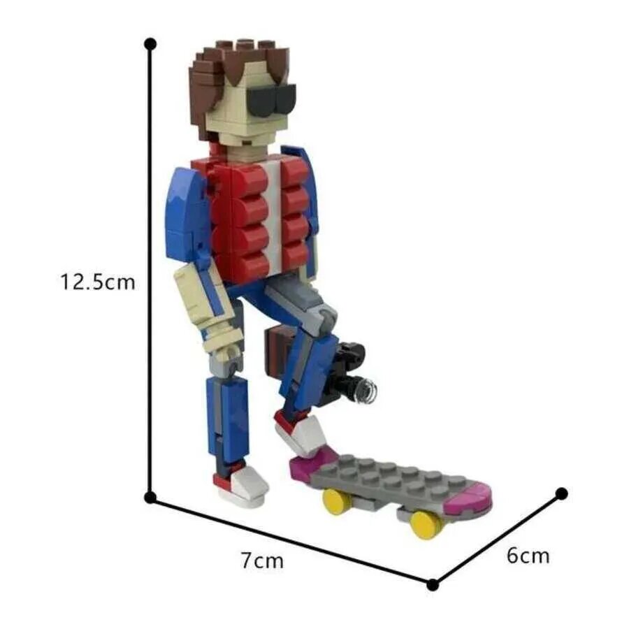 MOC Marty McFly конструктор со скейтбордом и камерой, 12.5 см, для мальчиков