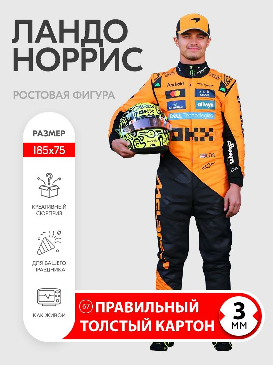 Аксессуар для фотосессий, Ландо Норрис (Формула 1) 2 ростовая фигура