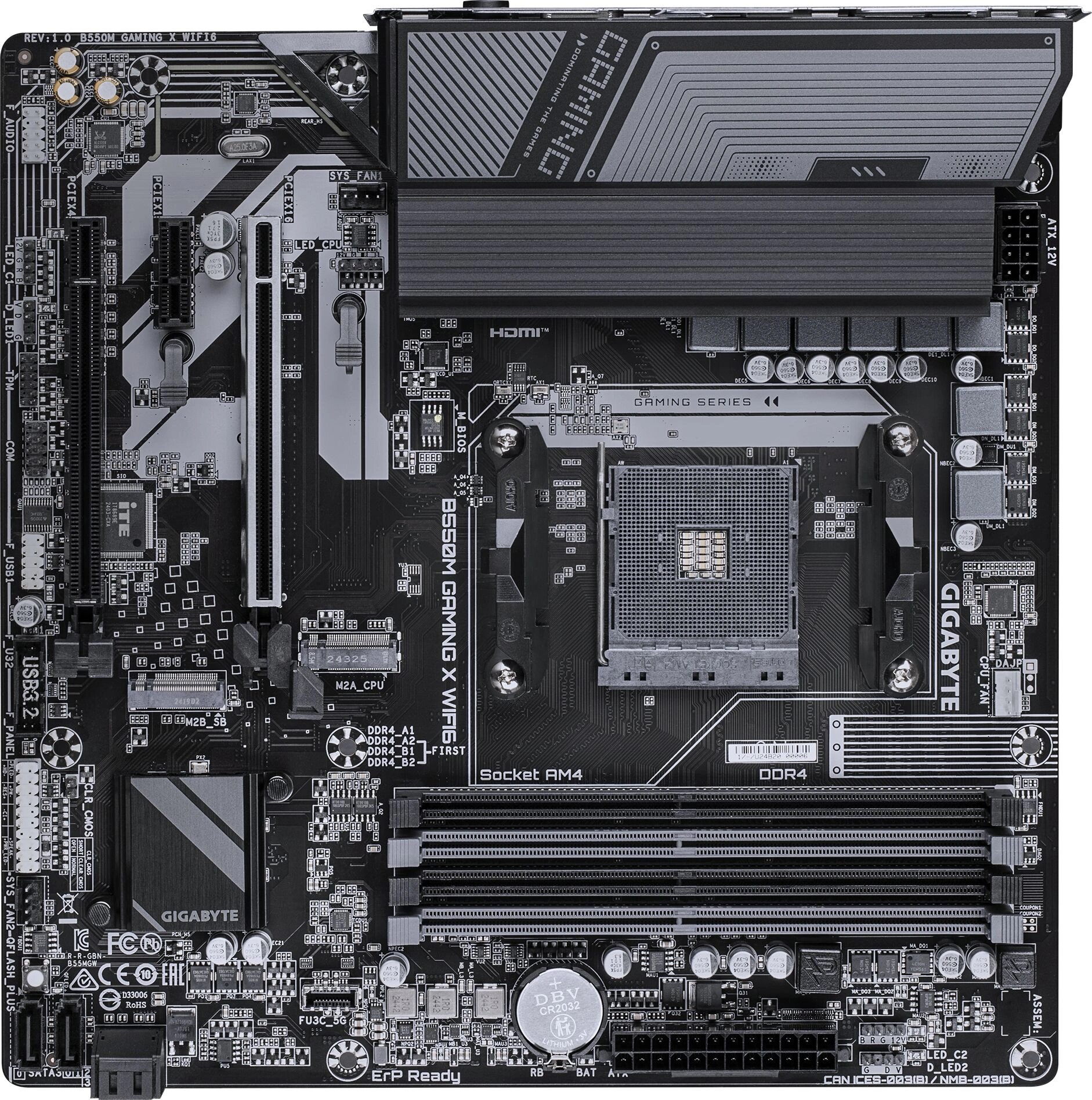Материнская плата Gigabyte B550M GAMING X WIFI6 Soc-AM4 AMD B550 DDR4 mATX AC`97 8ch(7.1) GbLAN RAID