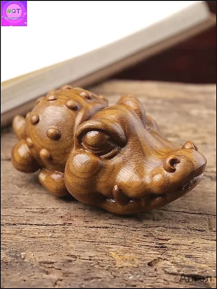 Фигурка декоративная, высота 2.95 см, длина 7 см, деревянная фигурка крокодила