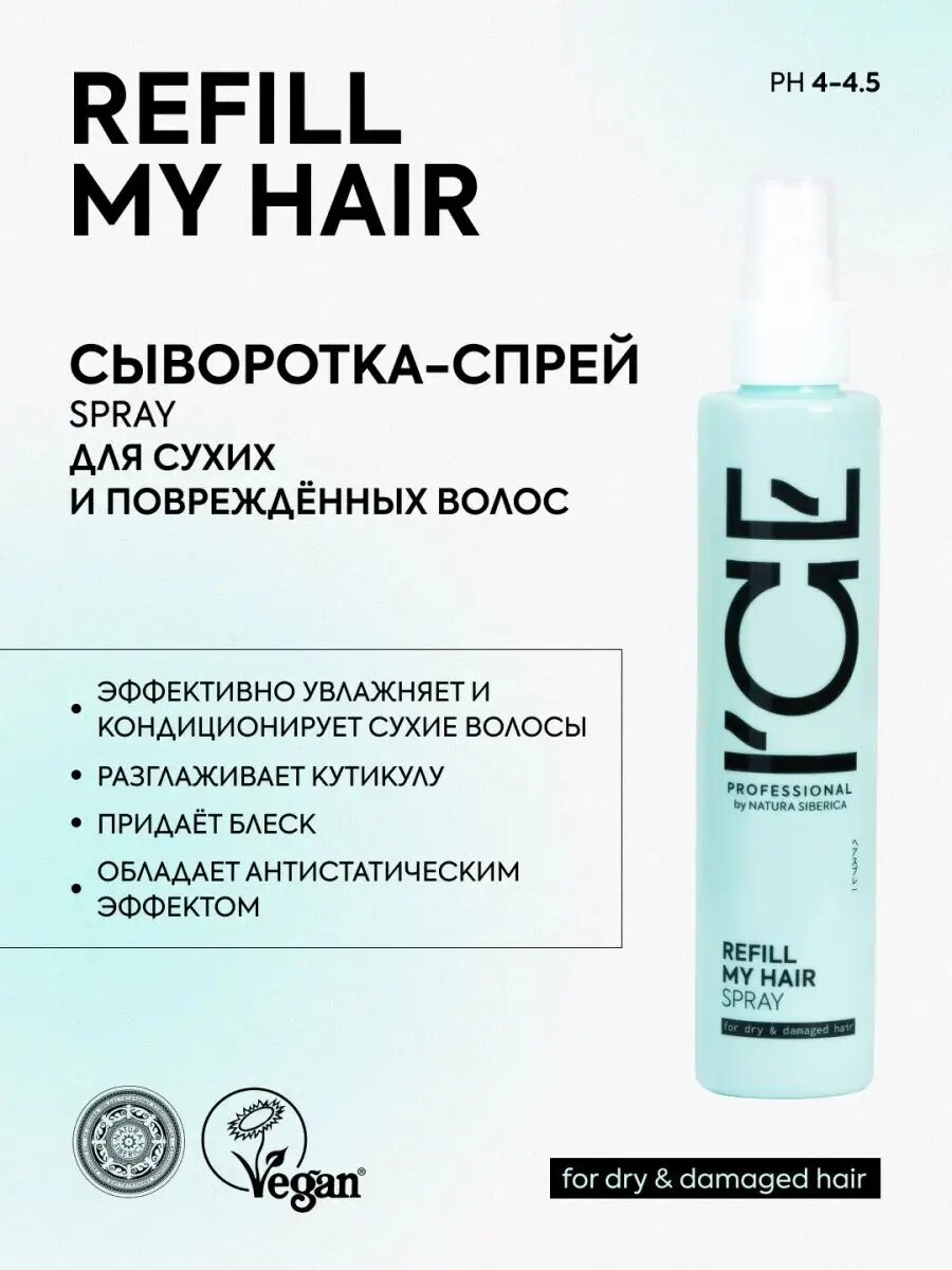 ICE Professional by Natura Siberica Сыворотка-спрей для сухих и поврежденных волос 100 мл. Refill My Hair