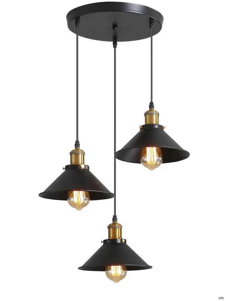 Подвесная люстра в стиле кантри, цоколь E27, для гостиной, металл, белый свет, 3 лампы