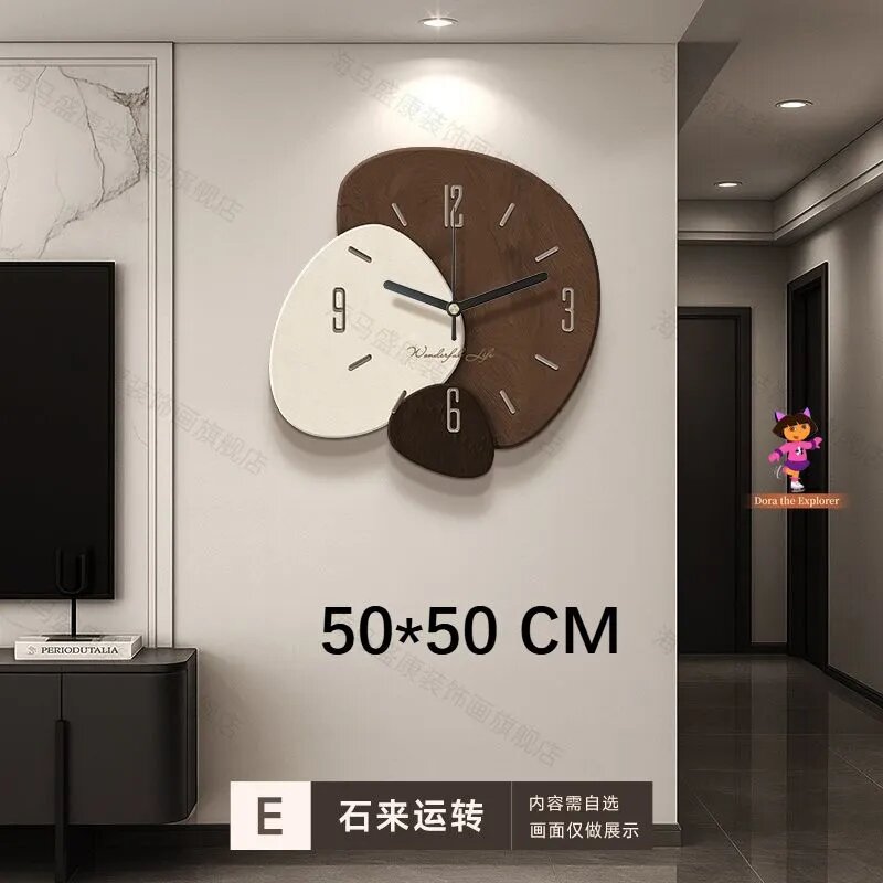 Настенные часы 50x50 см, стильные бесшумные часы на стену из фанеры, коричневые, для гостиной и спальни.