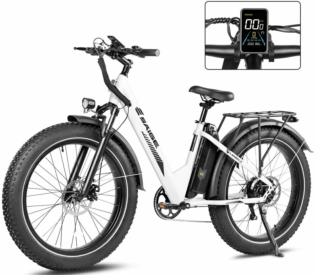 Электровелосипед SAIGE LANDER S (48V/13Ah) - Белый, низкая рама