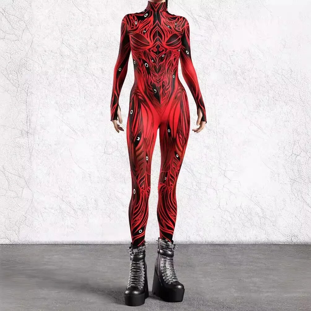 Красный зентай костюм Bodysuit 3, XXL, унисекс