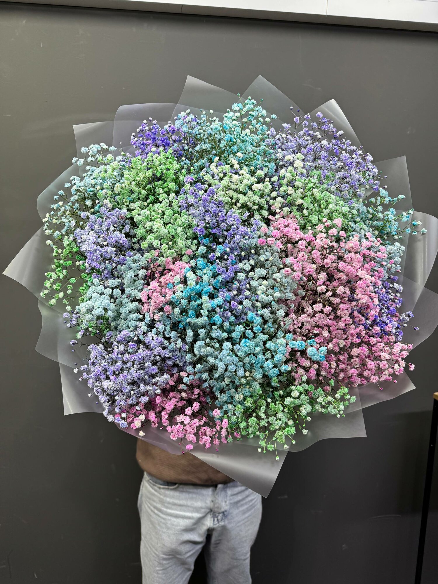 Букет цветов "Радужные гипсофилы" 25 шт / Цветы гипсофилы / Букет гипсофил 25 шт