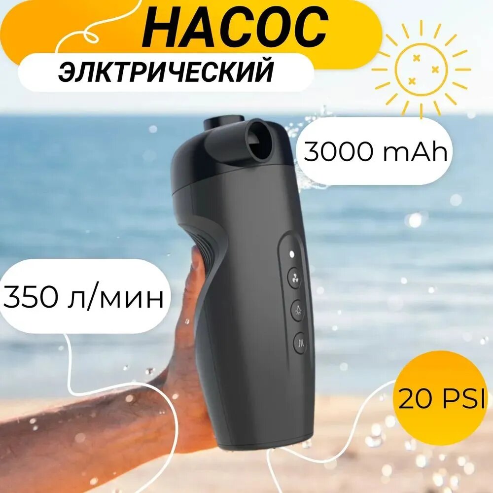 Насос для лодок и сапбордов с аккумулятором 3000 mAh максимальное давление 20 PSI.