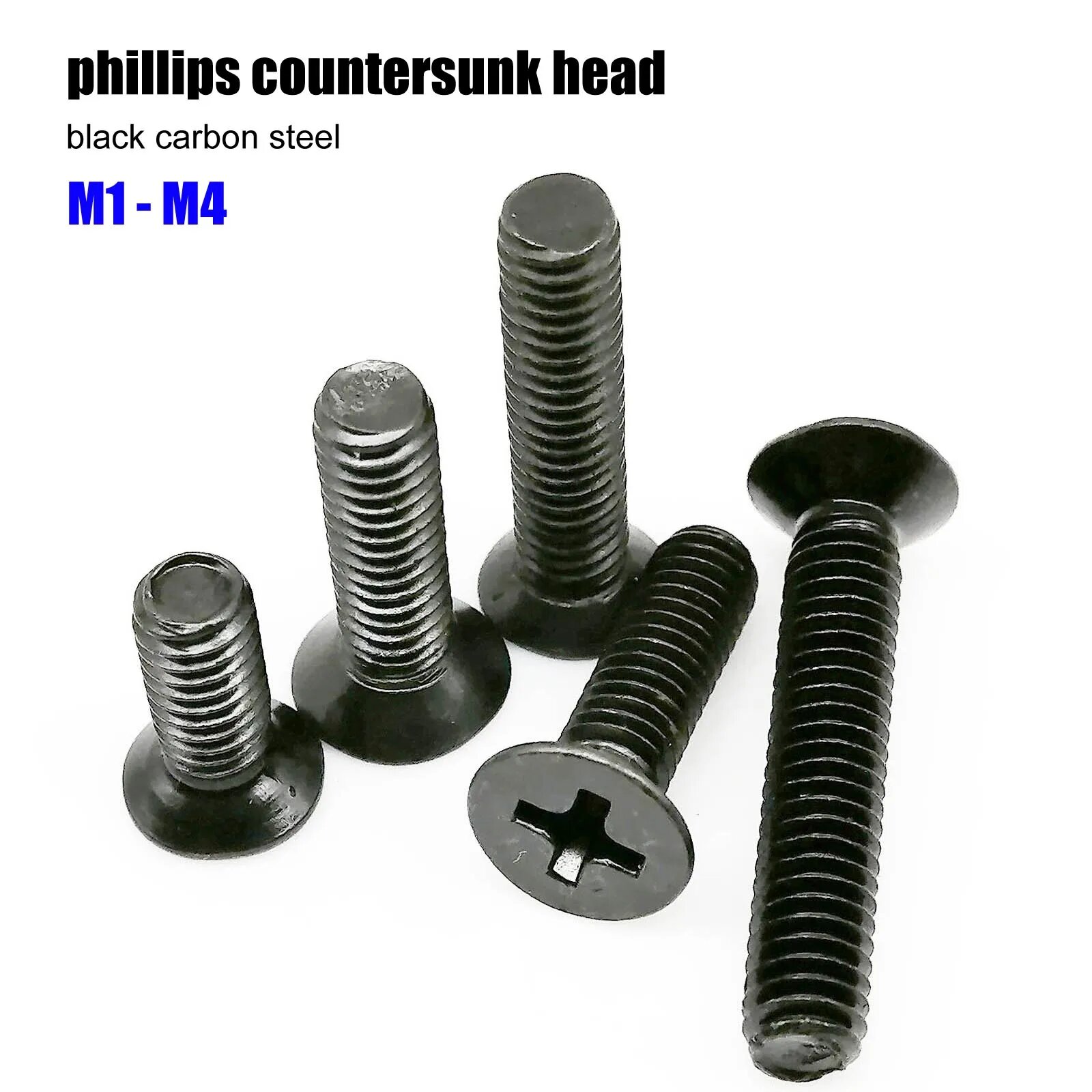 50 шт. болты HZYUEGOU мини черные из углеродистой стали M2, 4mm