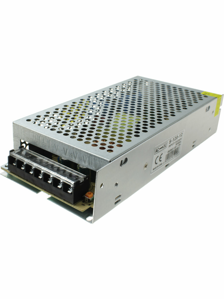Блок питания 12В 10А импульсный сетка, металл