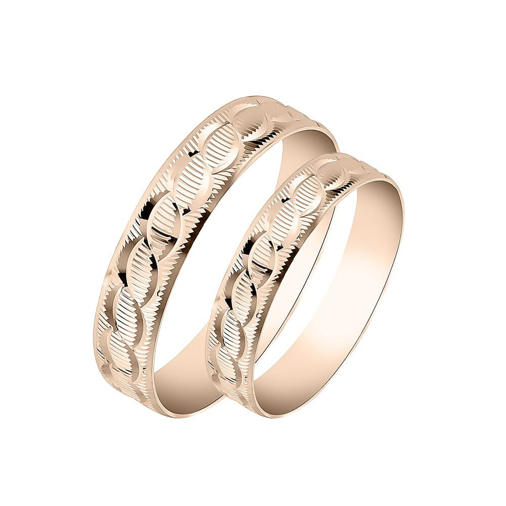 Кольцо обручальное, красное золото, 585 проба, гравировка