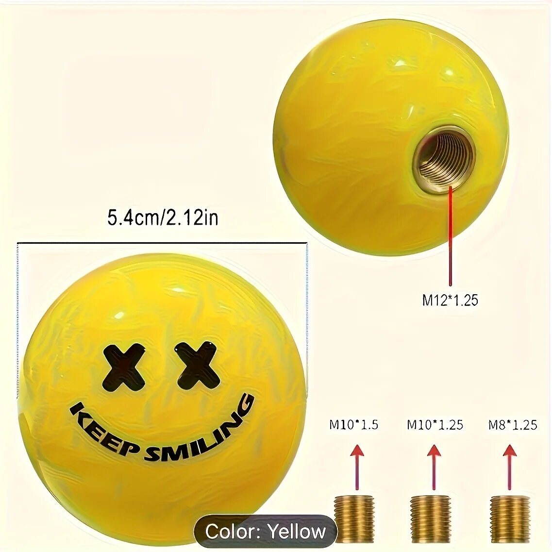 Ручка переключения передач Keep Smiling Yellow & Black — головка рычага механической коробки передач с радостным лицом, салон автомобиля в стиле JDM