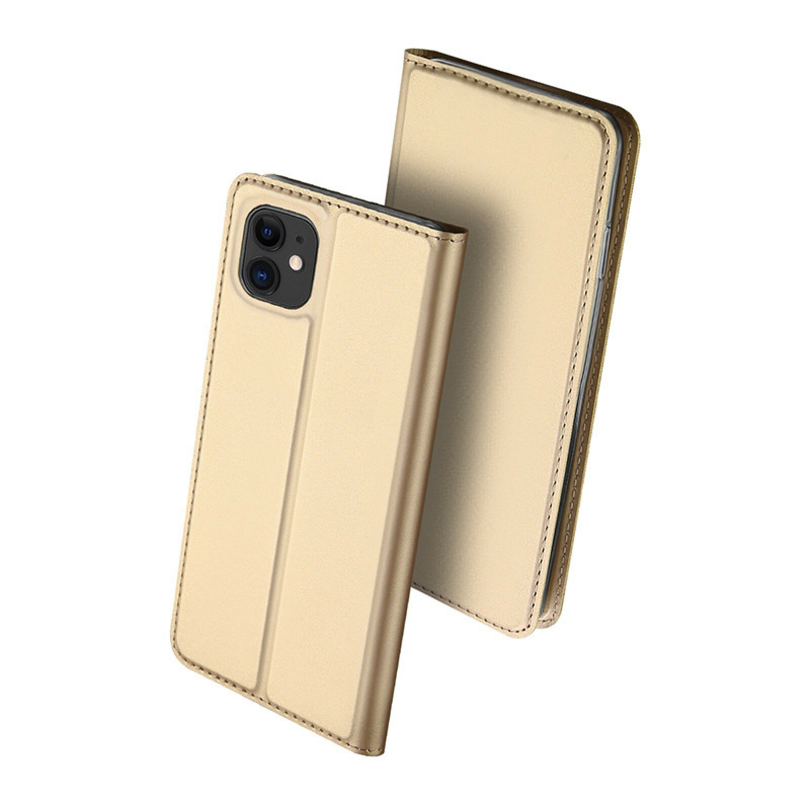 Чехол-книжка MyPads для iPhone 12 и iPhone 12 Pro с водоотталкивающим покрытием и металлической подставкой золотой