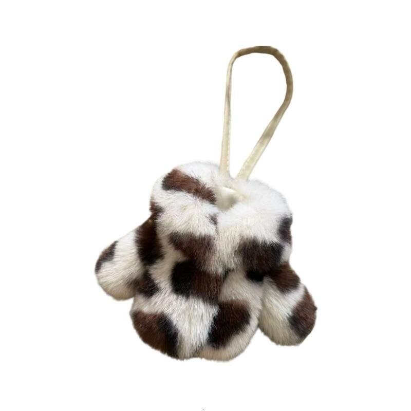 Плюшевый брелок-одежда для ключей, Белый леопардовый принт