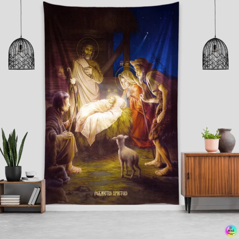 Гобелен рождественский с изображением Рождества, 200x150cm, цвет 011