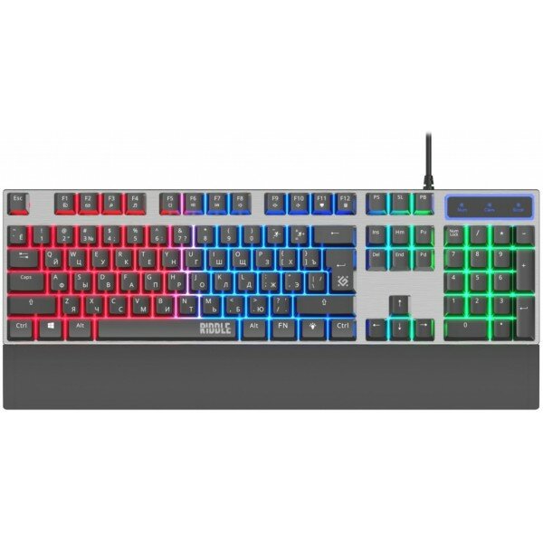 Клавиатура Defender GK-405 Riddle RU, черн,104кн+FN, радужн,1.5м