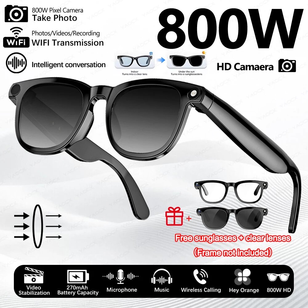 Умные очки-камера 800W Black photochromic