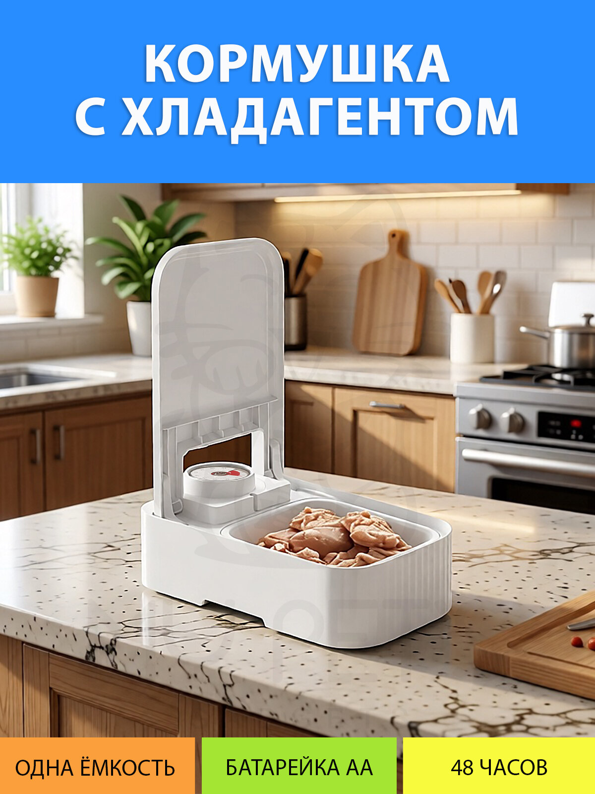 Автокормушка MY PET'S GADGETS для влажного и сухого корма, автоматический режим, белая