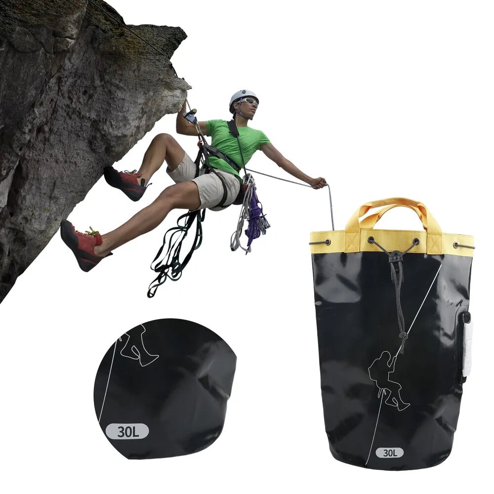 Сумка для альпинизма и скалолазания 30 л, черная, сумка для веревки, ПВХ, размер 42x57 см, Китай