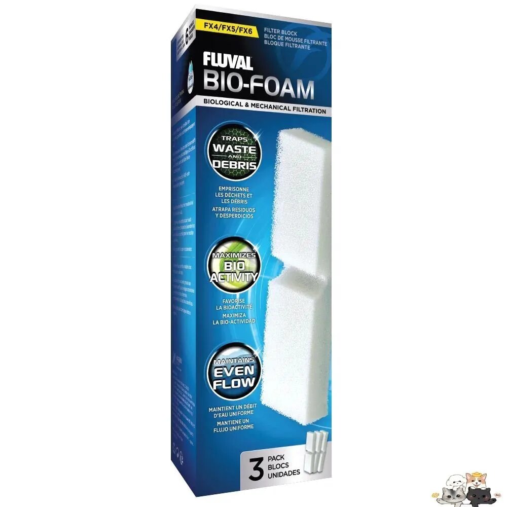 Fluval Bio-Foam Наполнитель для аквариумного фильтра, 3 шт, для механической фильтрации