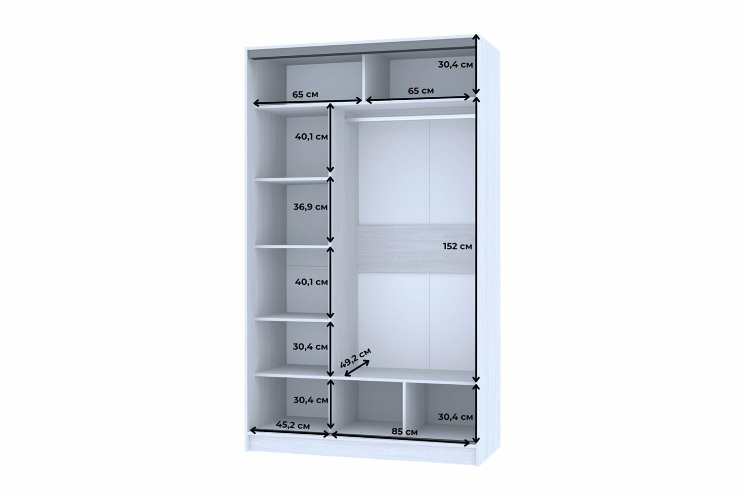 Шкаф-купе Hoff Home, 135х229,5х59,5 см, для одежды, ЛДСП, цвет ясень Анкор светлый — фото 1