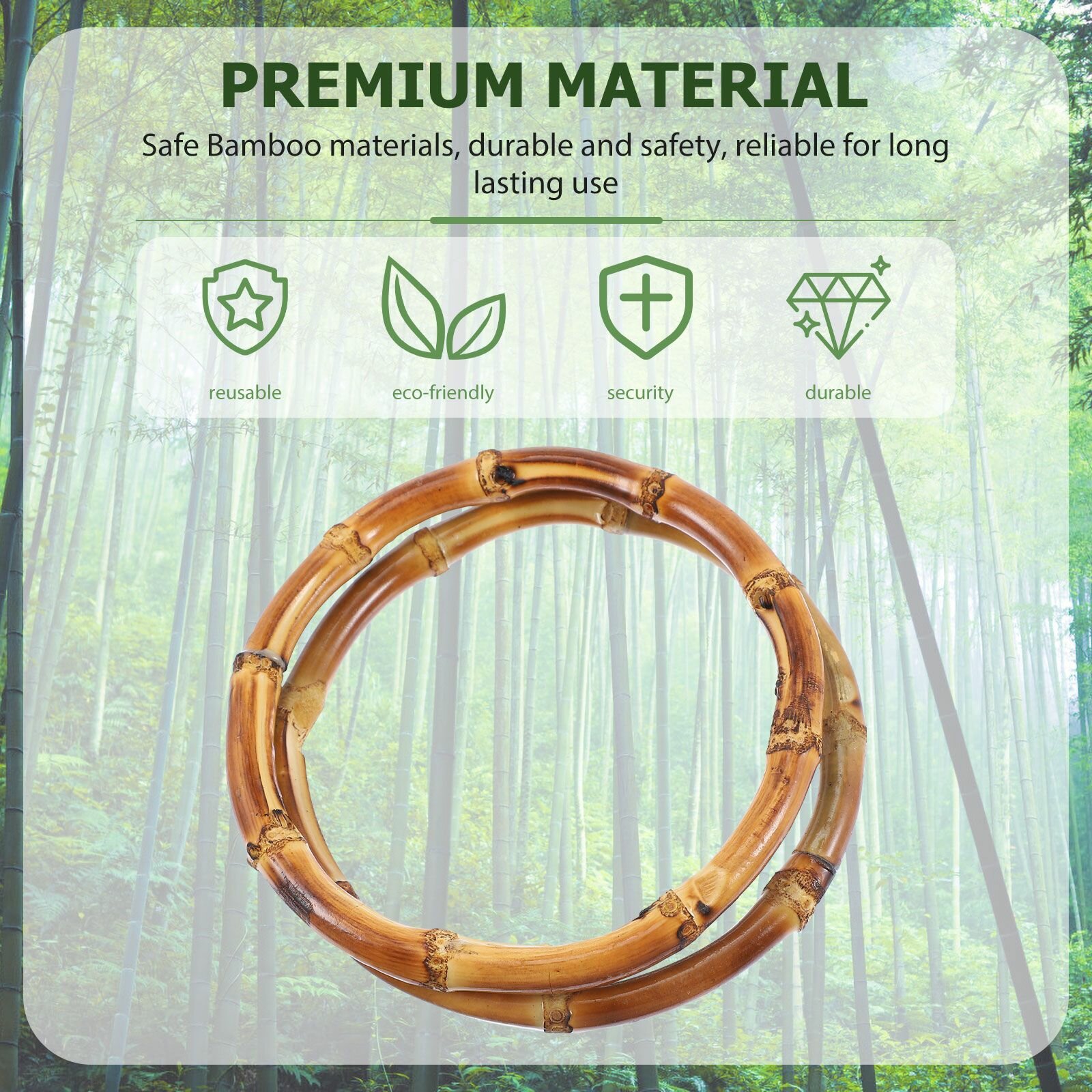 2 Штуки Ручки Из Бамбука Для Сумок Хаки 11.5X11.5X0.7Cm