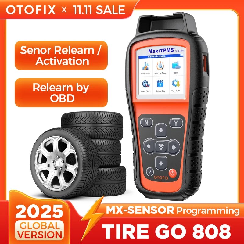 Программируемый инструмент OTOFIX TireGo 808 TPMS, инструмент для переобучения TPMS, программа активации всех датчиков, MX-Sensor 315, 433 МГц, датчик давления в шинах