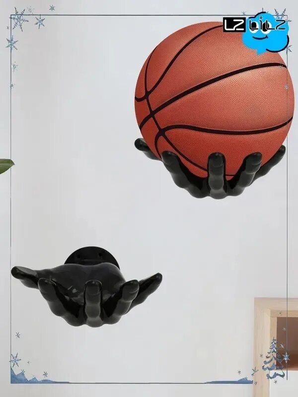 Держатель для мяча в виде руки, черный пластик, настенный аксессуар для футбола, баскетбола и волейбола