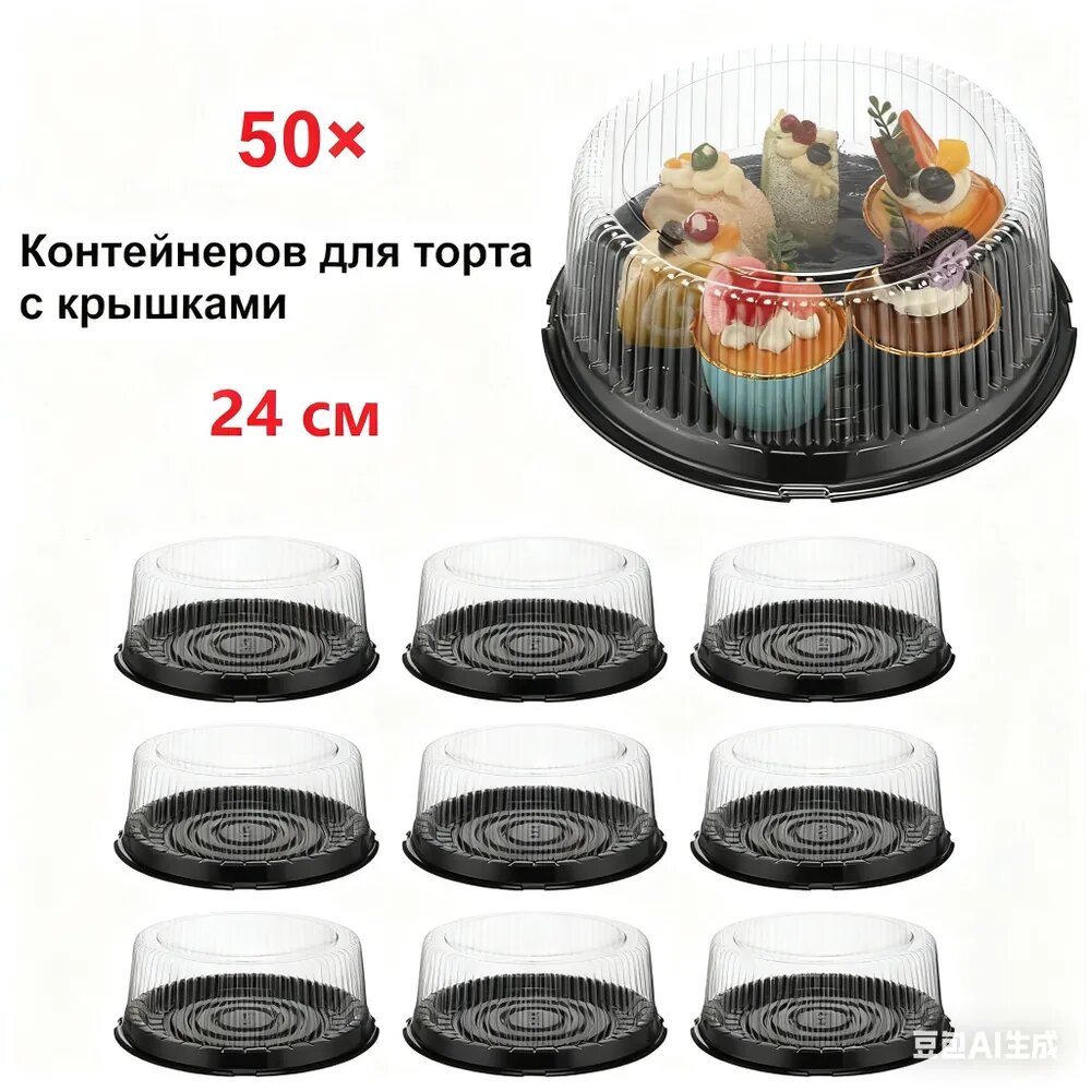 Коробка для рождественского торта 50 штук прозрачная