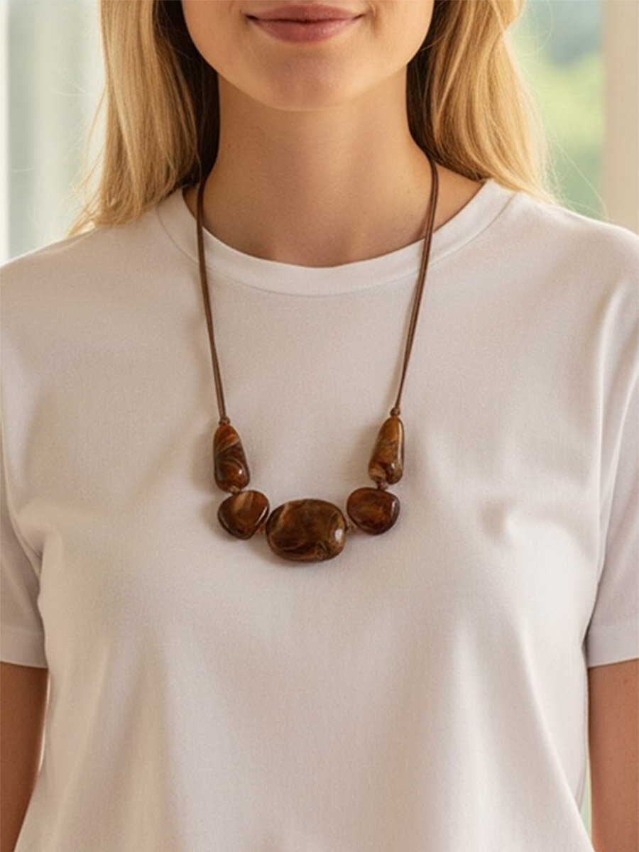 Бусы, дерево, пластик