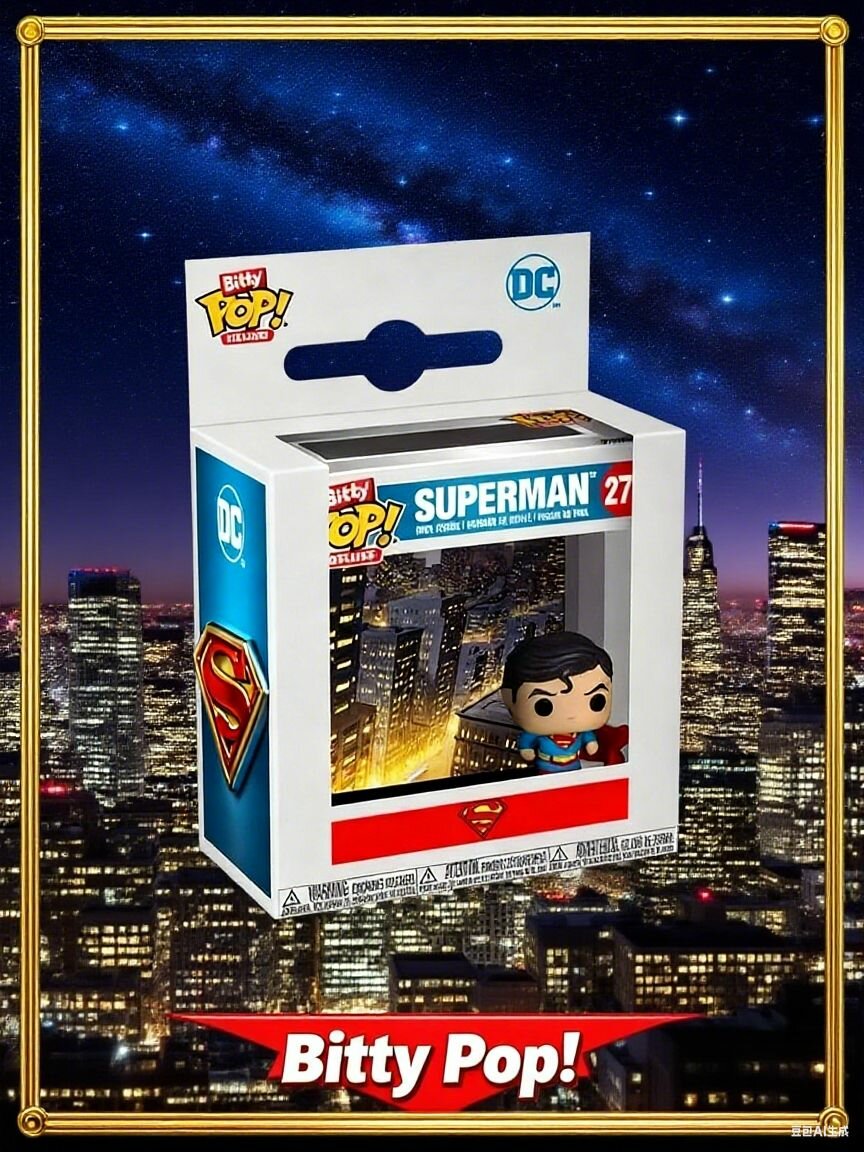 Фигурка Funko Super Man Bitty POP Deluxe, 2.3 см, пластик, статичная, красная/синяя