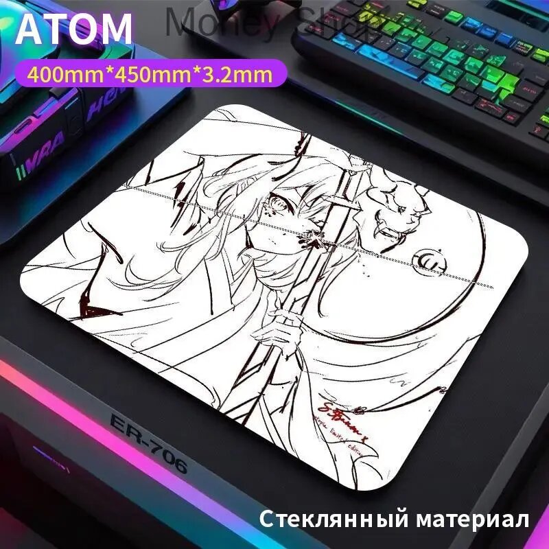 ATOM коврик для мышки игровой, L, белый, черный, 400*450*3.2mm, для киберспорта