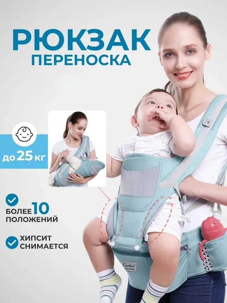 Эргорюкзак-хипсит для новорожденных с рождения, эргономичная переноска кенгуру для правильного положения бёдер, свобода рук