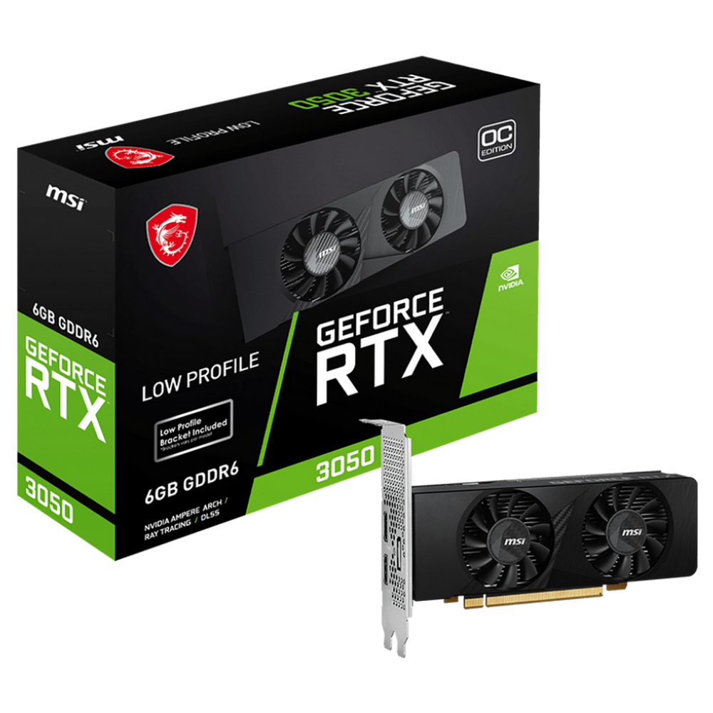 Видеокарта MSI RTX3050 LP E OC 6GB GDDR6 96bit DP 2xHDMI 2FAN RTL