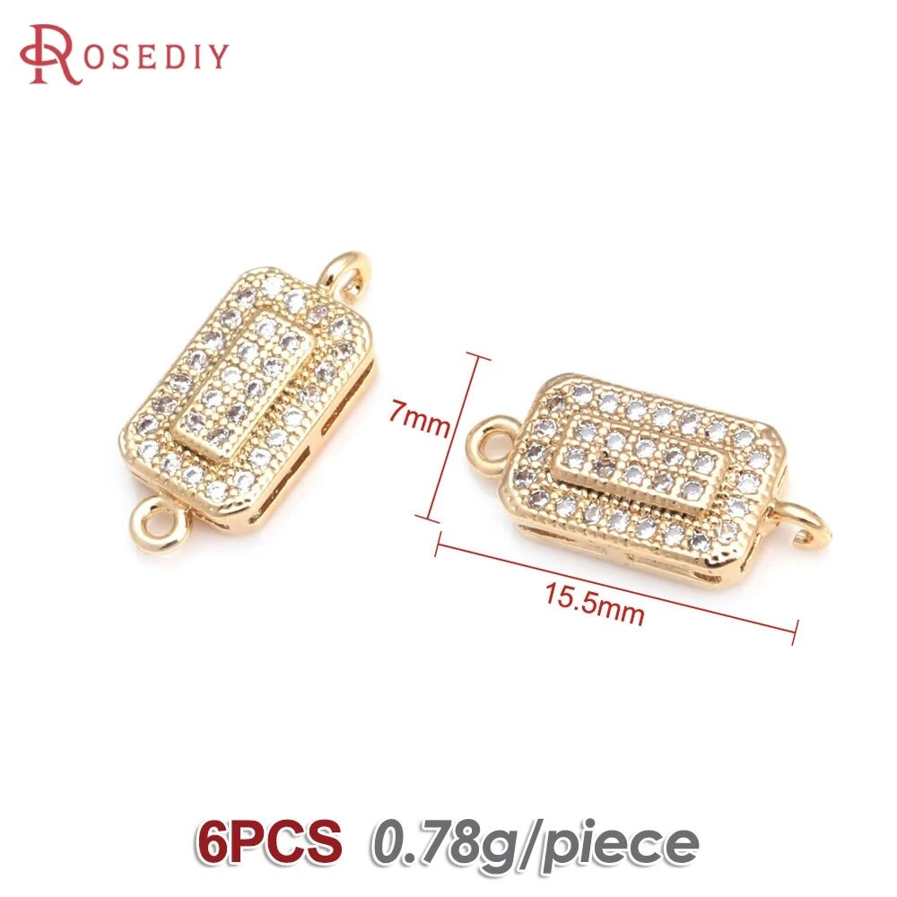 Высокое качество 18-каратного золота, латунь и циркон, геометрические 2 отверстия, подвески, подвески, изготовление ювелирных изделий, аксессуары «сделай сам»