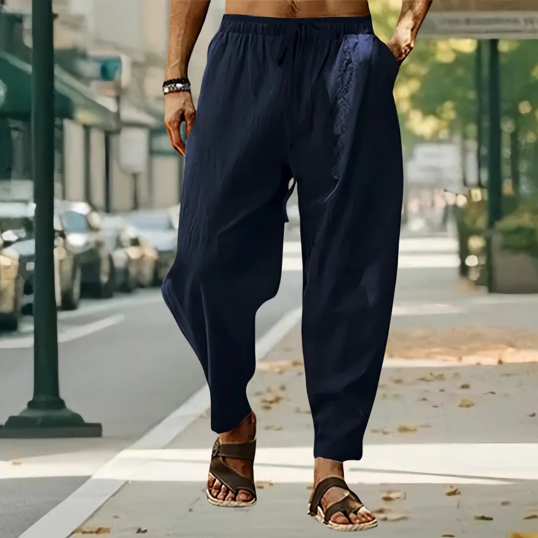 Мужские Хлопковые Льняные Брюки, Весна-лето, Повседневные Дышащие Однотонные Облегающие Брюки До Щиколотки