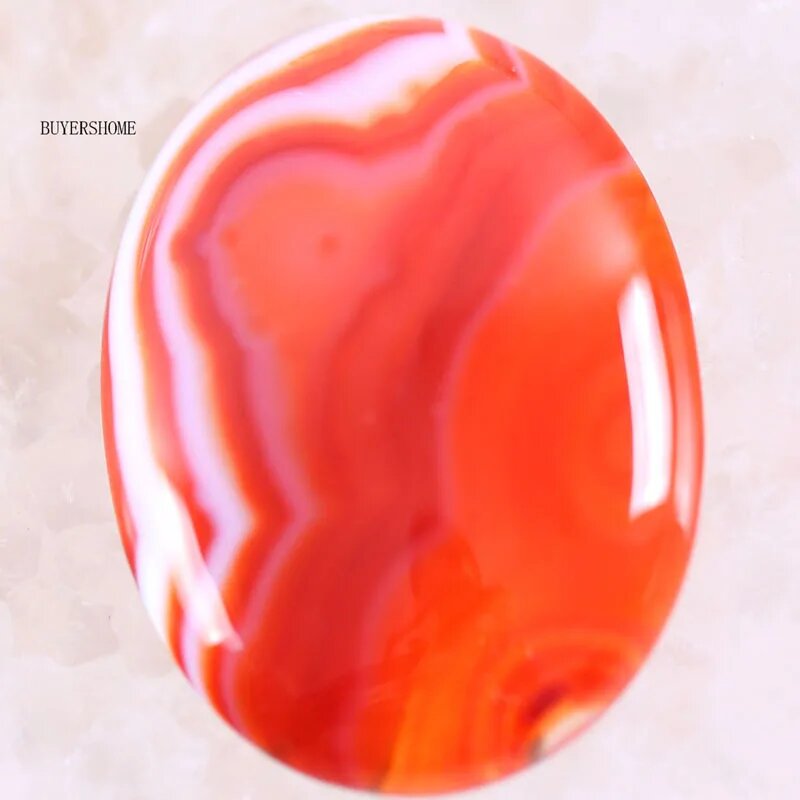 Кабошон BUYERSHOME из малахита, розового кристаллы и оникса 30x40 мм, 1 Оранжевый, Orange Red Agate