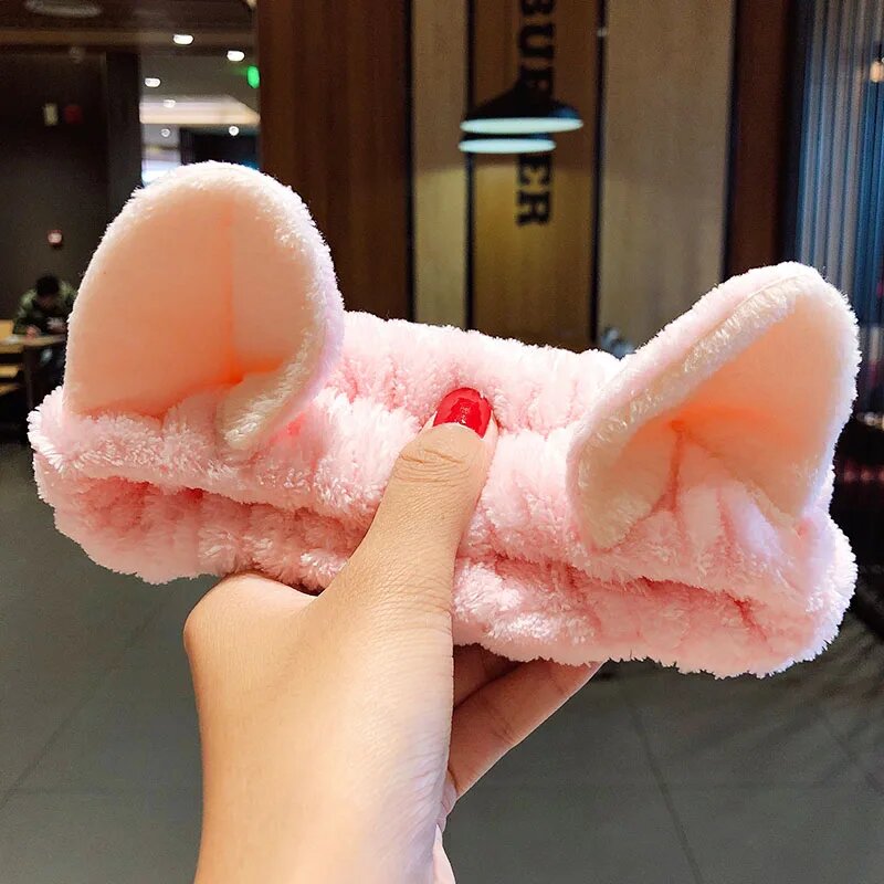Розовая повязка на голову с ушками кошачьи ушки