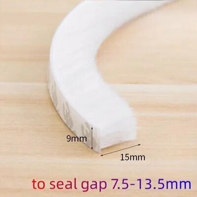 Самоклеящаяся щеточная уплотнительная лента для дверей и окон, погодозависимый ограничитель сквозняков, 9x15 мм, 10 метров, Белый