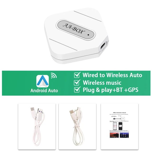 Беспроводной автомобильный адаптер Podofo Android AI Box для Android, CarPlay, Bluetooth, Wi-Fi, Plug and Play, совместим с Volkswagen, Audi, Toyota, Honda.