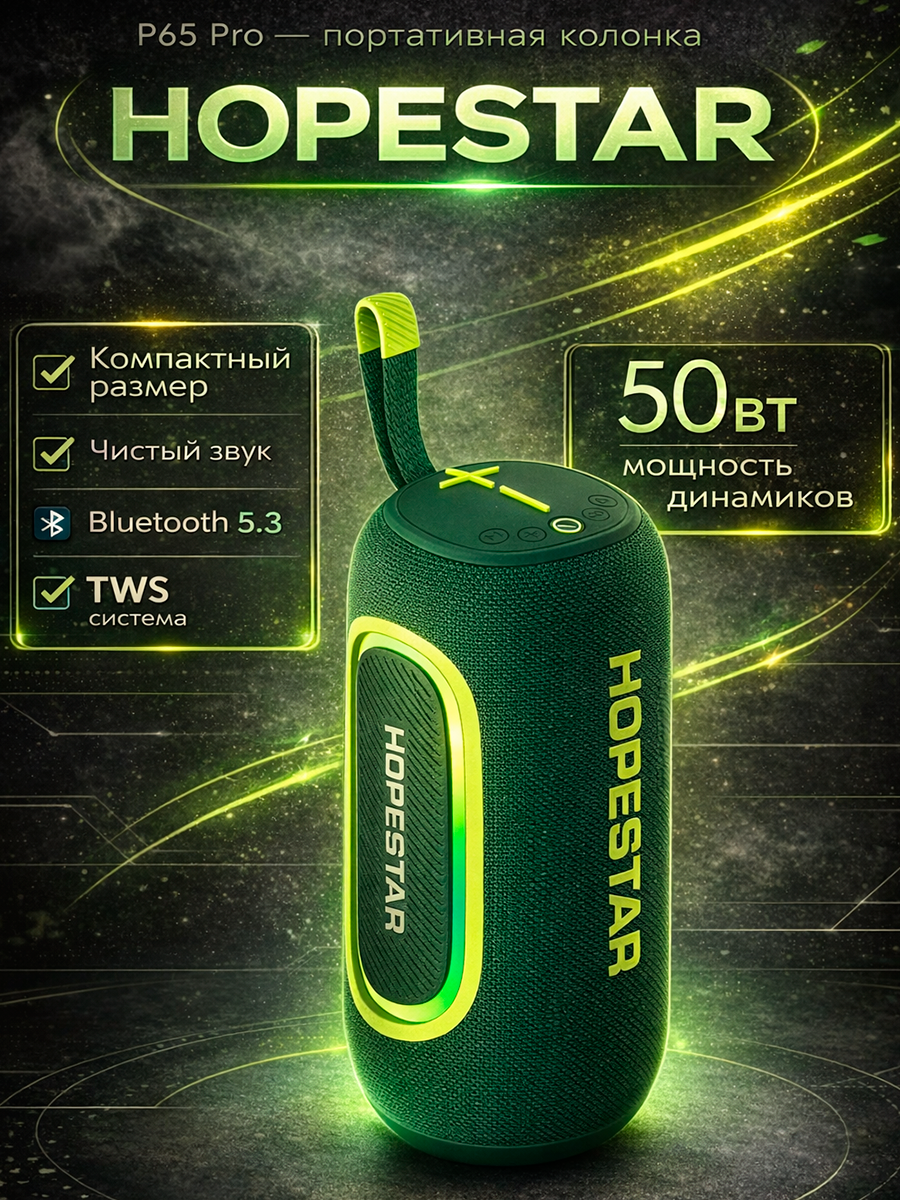 Портативная Bluetooth-колонка HOPESTAR P65Pro/ TWS-система, 50Вт