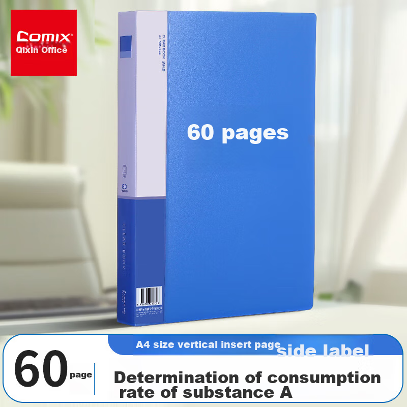 Comix 60-Page Document Folder with Sheet Protectors, Multi-Page Binder, Office Supplies, Blue EA2006