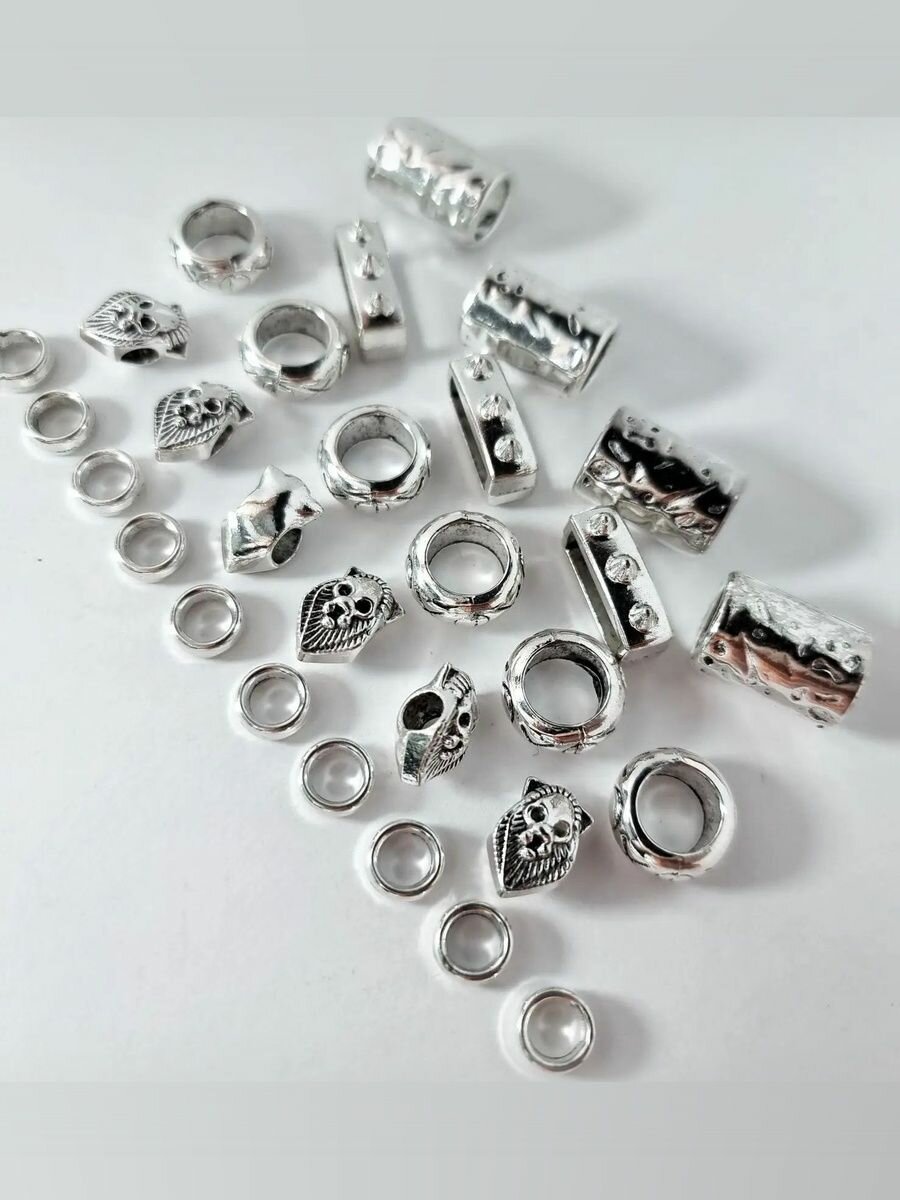 Бусины 8-16мм с большим отверстием. Набор 29шт.