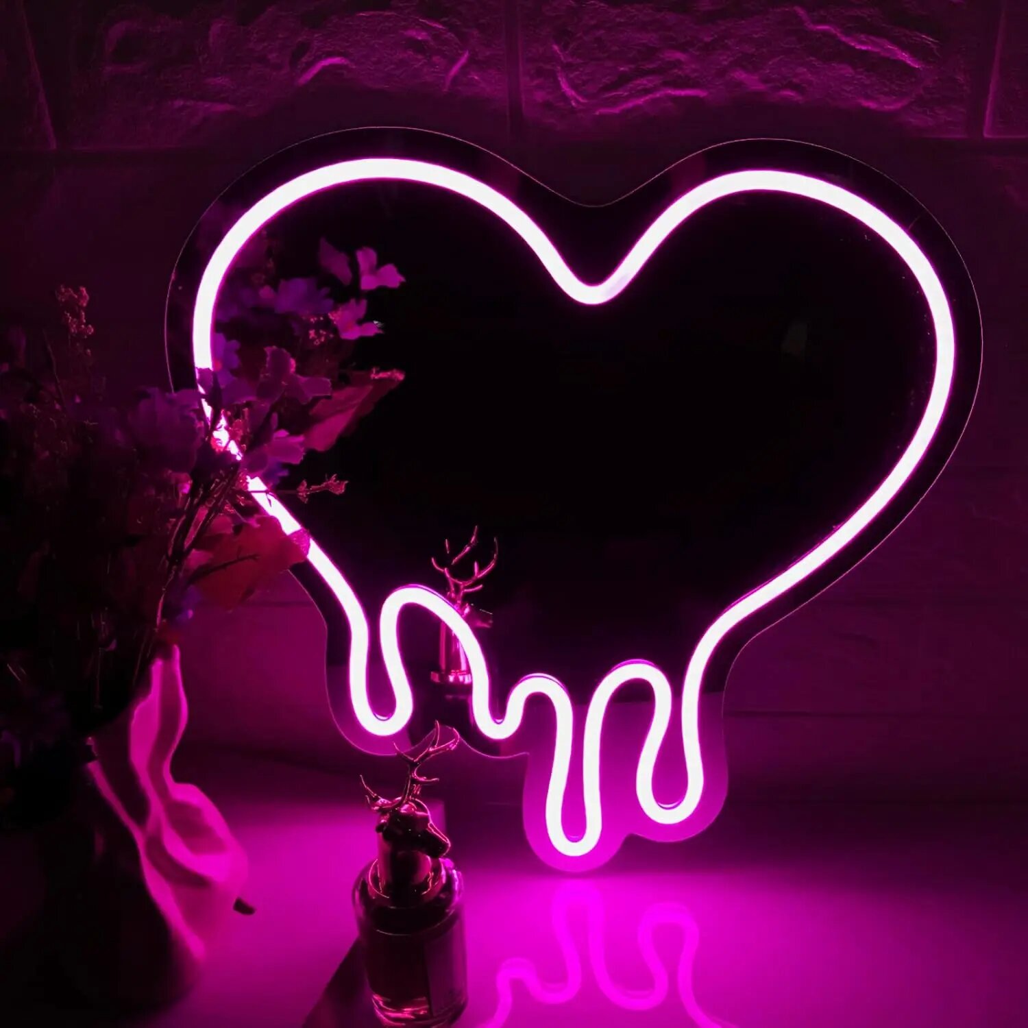 Melting Love Neon Sign USB Mirror LED Neon Light for Home Wedding Party Bar Garage Bedroom Decoration Gift Art Wall Light